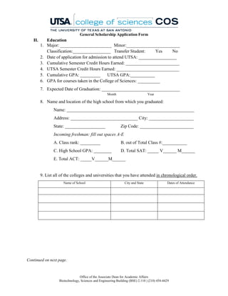 Scholarship Application form | PDF