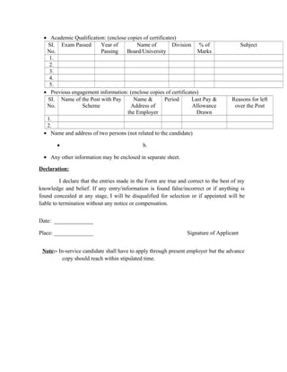 Application form BAU 2015 recruitment