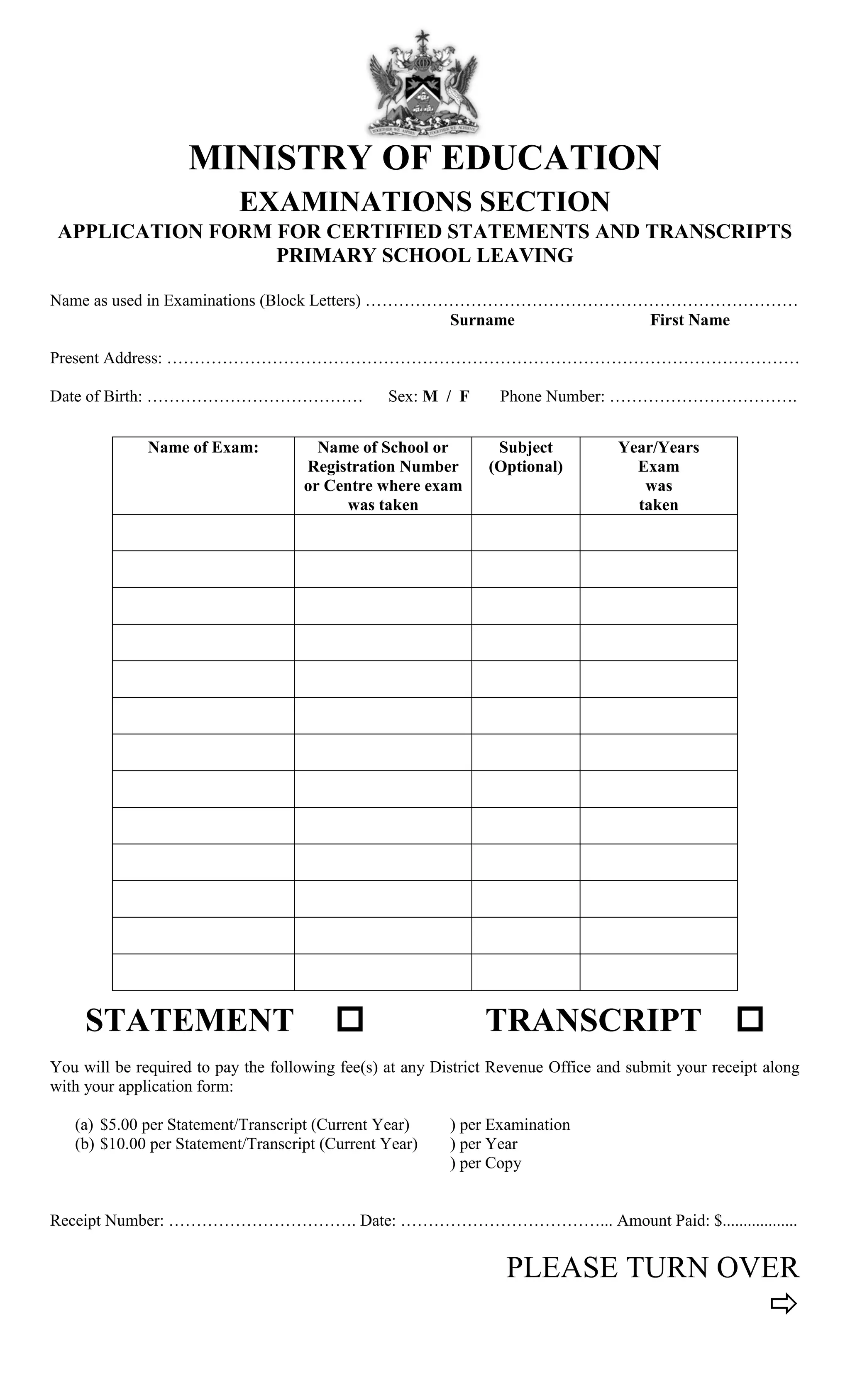 Application form - Certified statements and transcripts | PDF ...