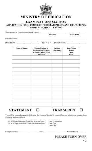Application form - Certified statements and transcripts | PDF