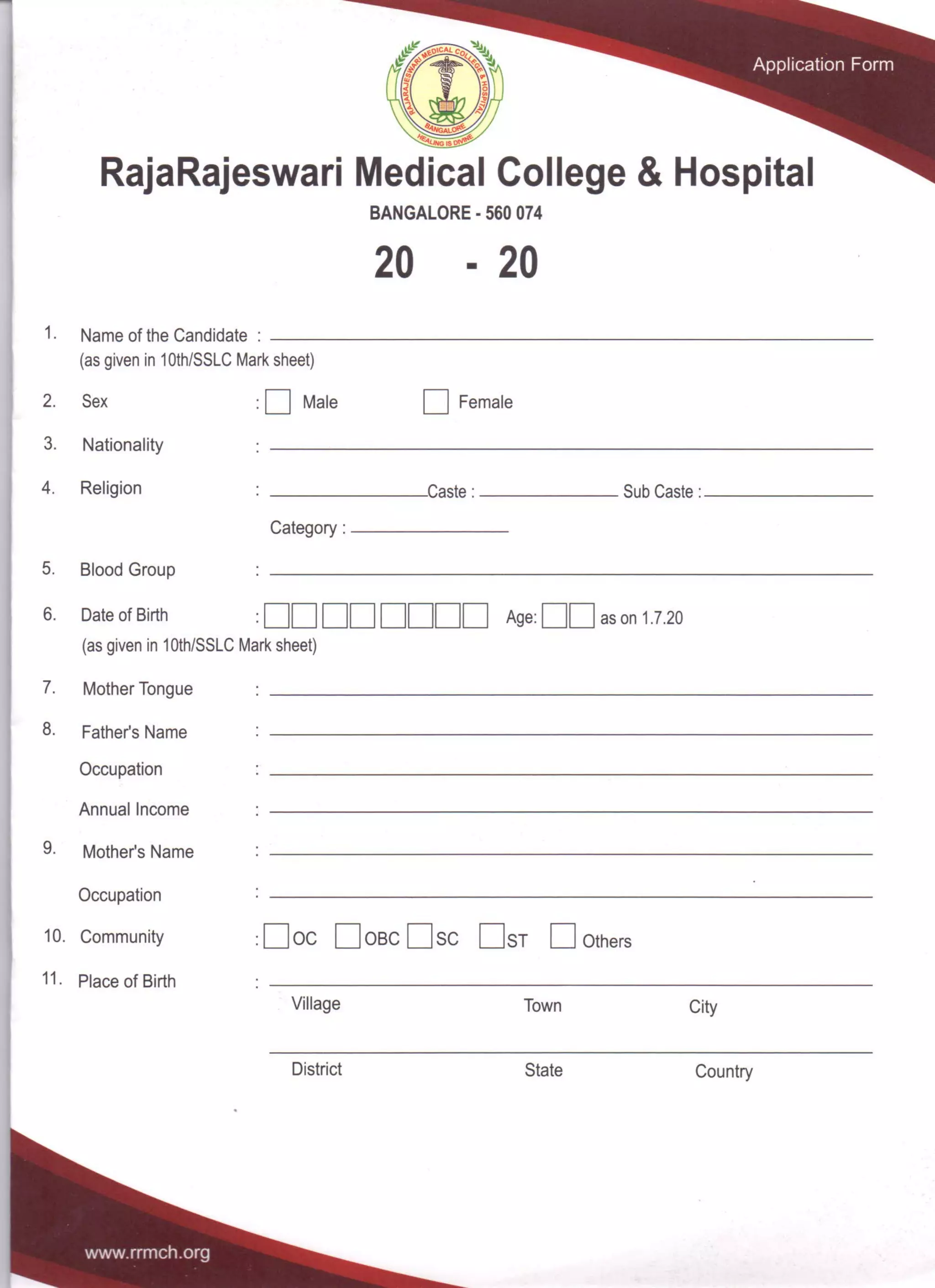 MBBS/MS/MD - Admissions application form download | PDF | Healthcare ...