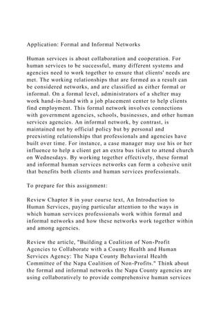 Application Formal and Informal NetworksHuman services is abo.docx