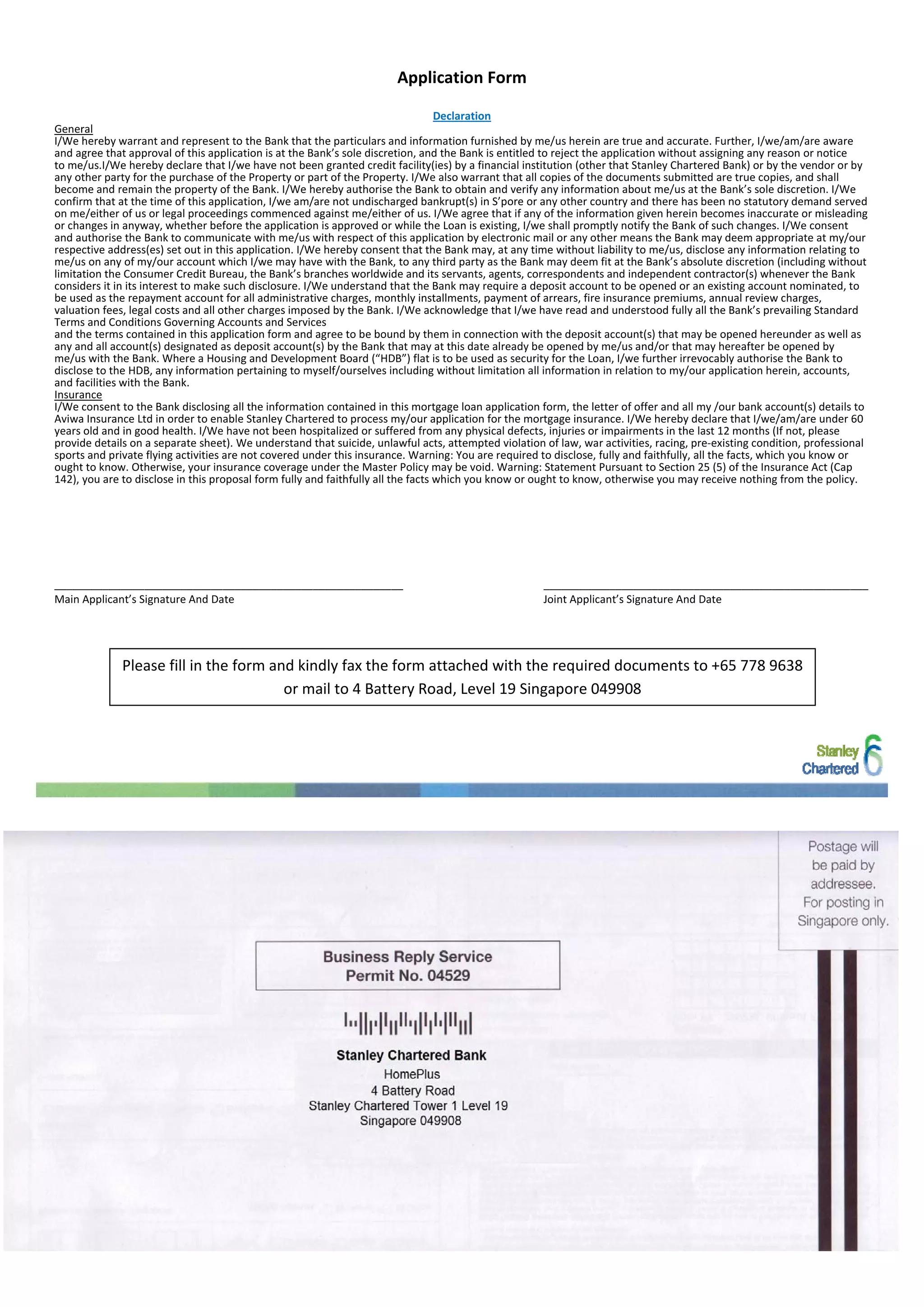 Application Form + Declaration + Terms And Condition | PDF