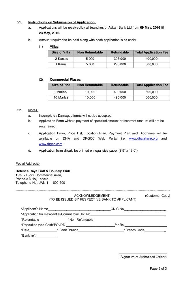 Application form dha
