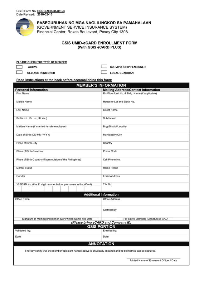 Application form for gsis id | PDF