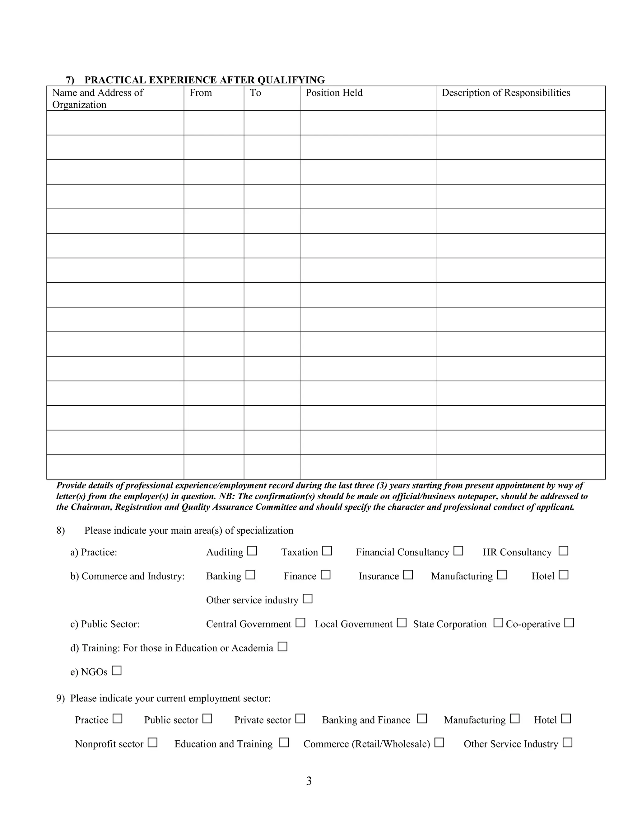 Application form for registration icpak | DOC