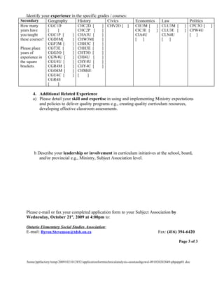 Application Form Technical Analysis Oessta Sshgcwsl | DOC