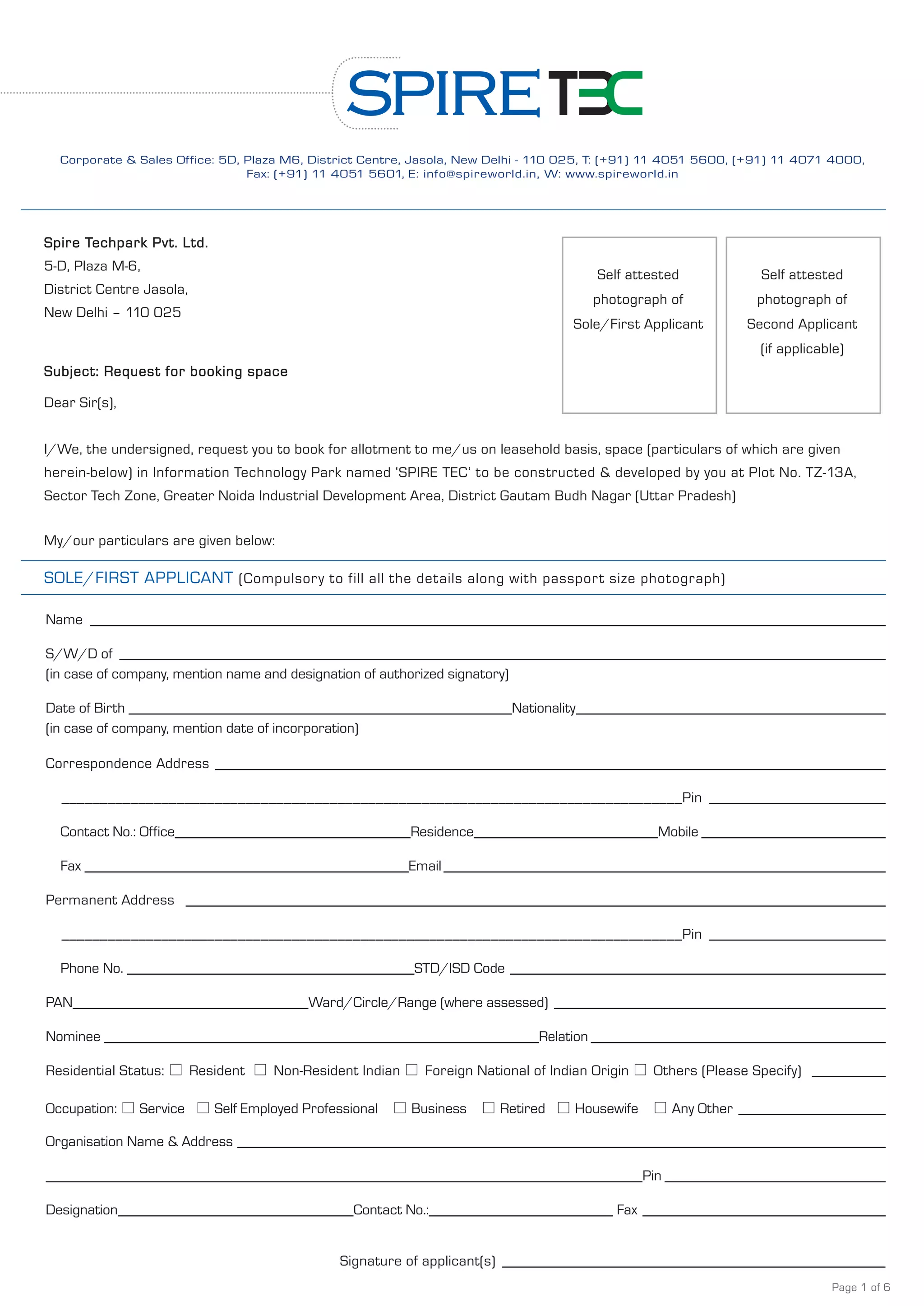 Application form world trade centre”wtc 9958959555 | PDF