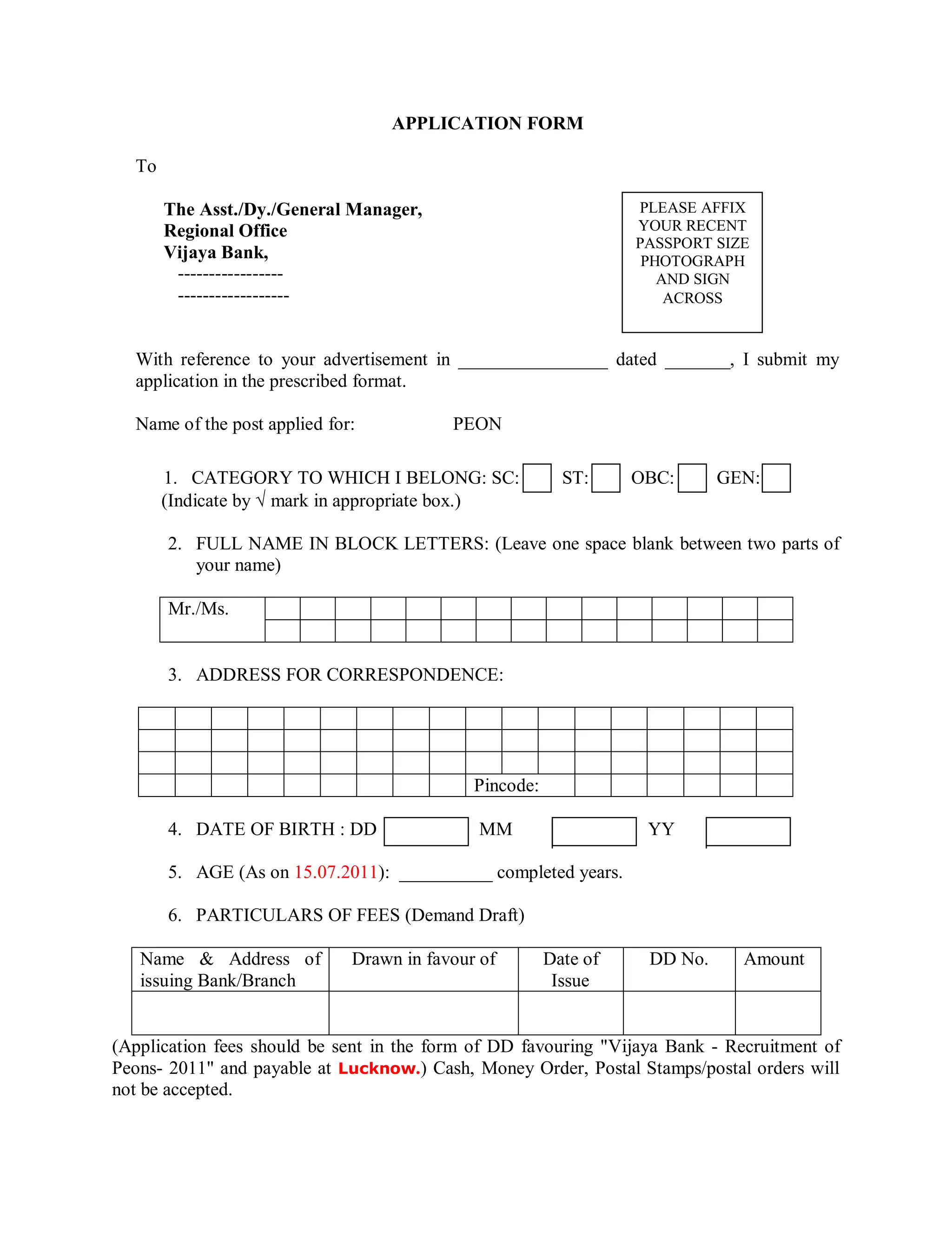 Application form x_lucknowx | PDF
