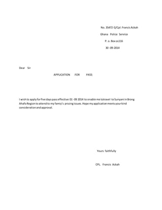 Application for pass | PDF