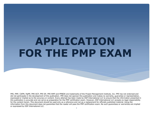 APPLICATION FOR THE PMP EXAM | PDF