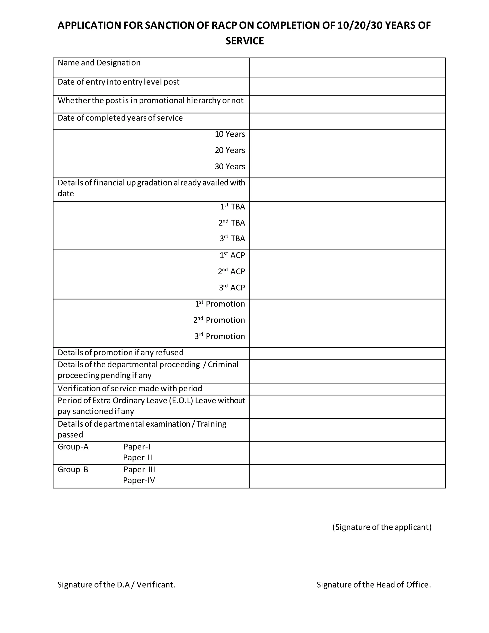 Application for sanction of racp on completion of 10 | PDF