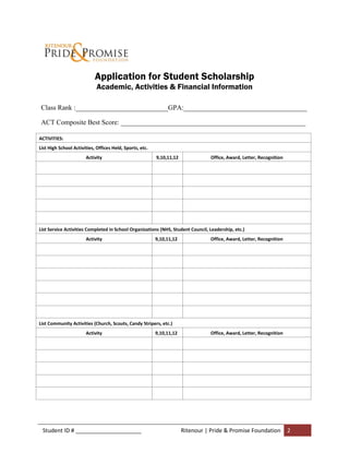 Application for scholarship 2011 | PDF