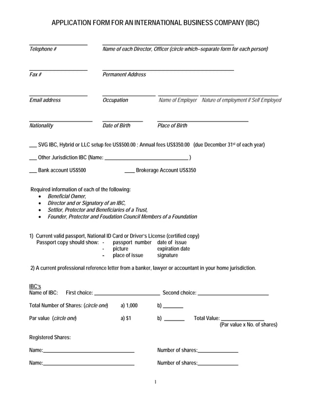 Application For The Formation of an IBC | PDF