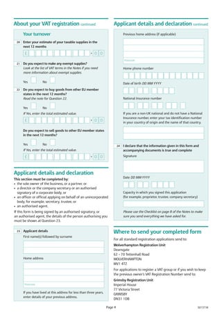 Application for vat registration uk | PDF | Personal Taxes | Personal Finance