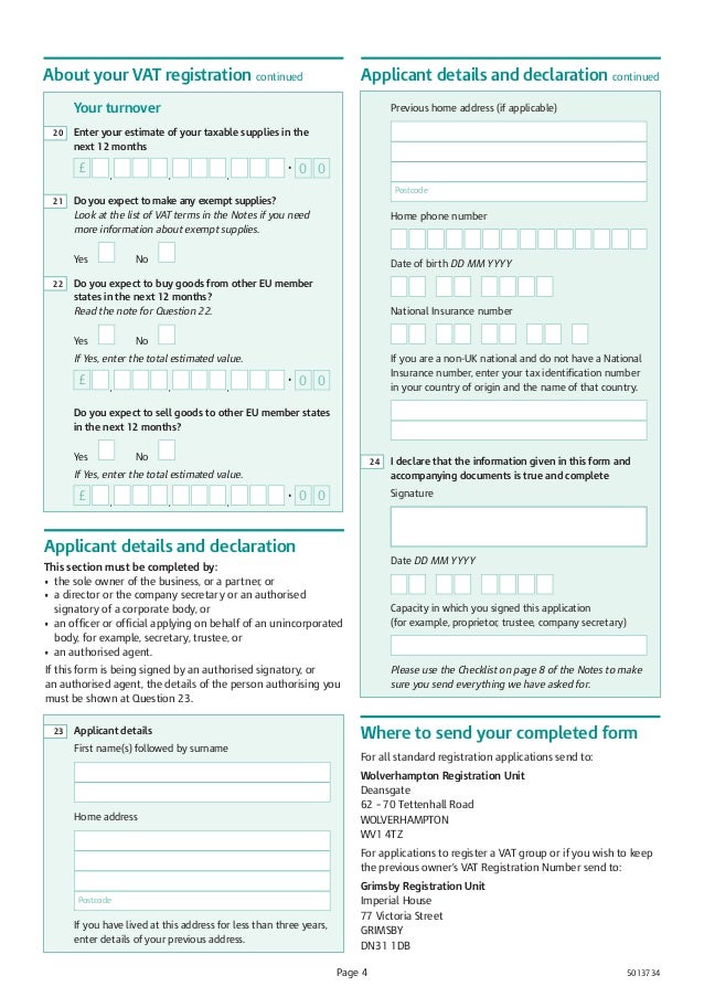 Application for vat registration uk