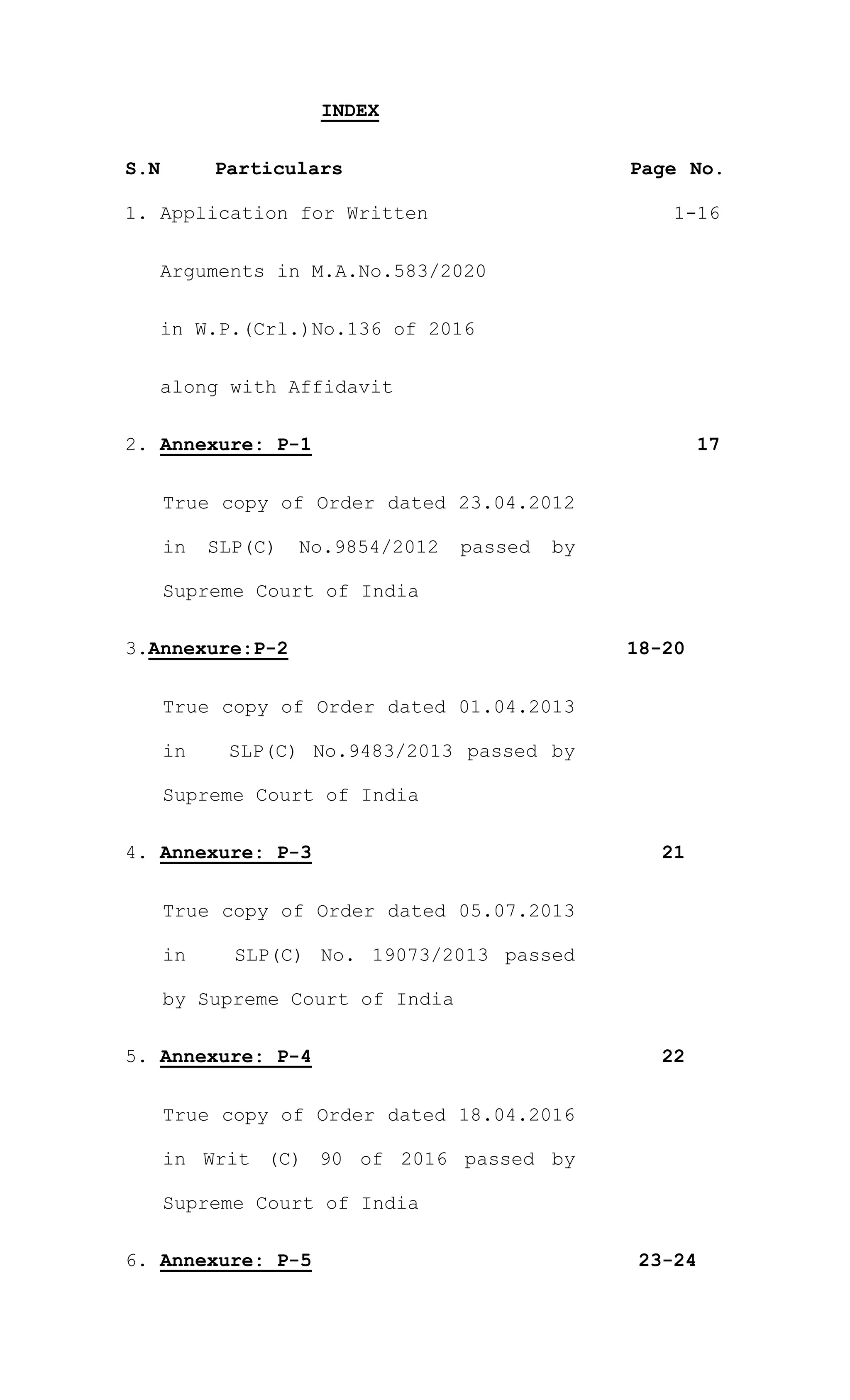 Application for Written Arguments dated 05 06-2020 before Supreme Court ...