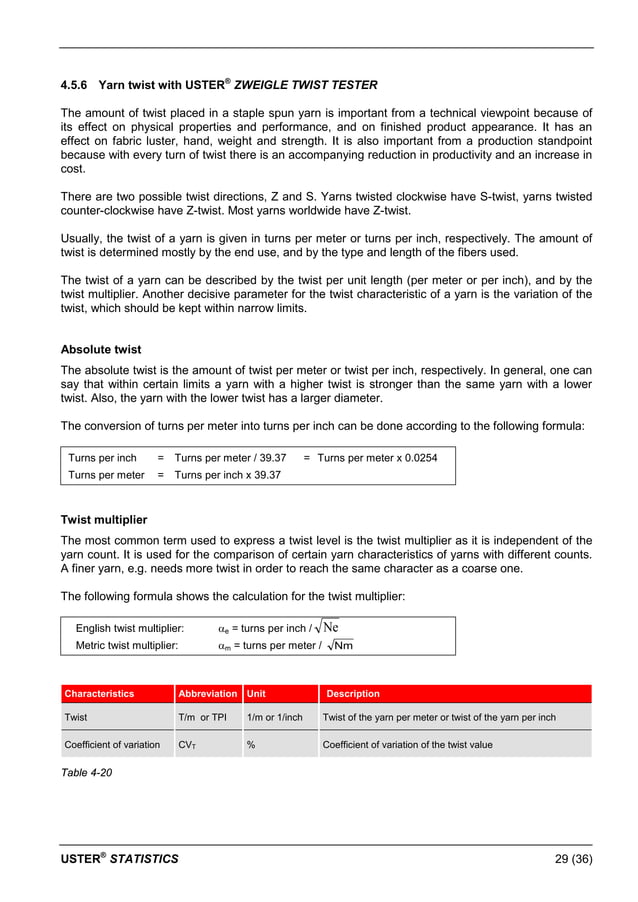 Application handbook uster_statistics_2013 | PDF