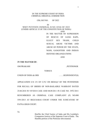 Application (I.A.No.164340) for Non Bailable Warrant dated 01.11.2022 ...