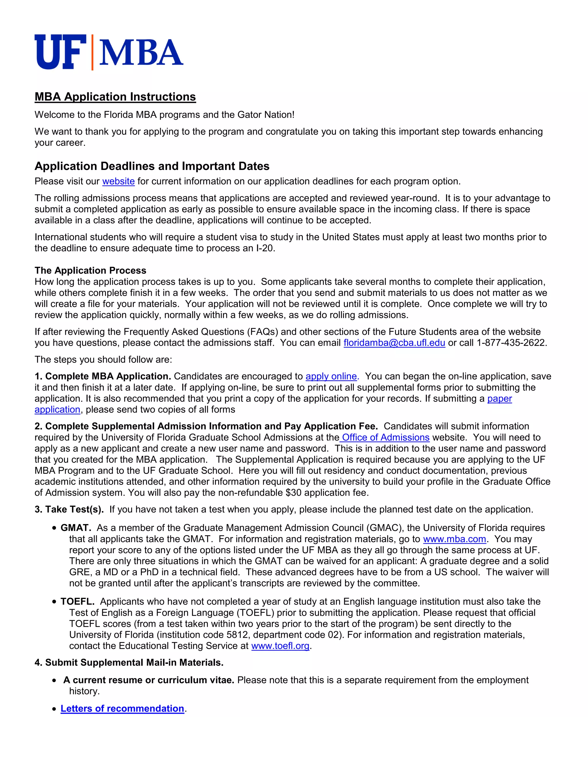 Application instructions | PDF