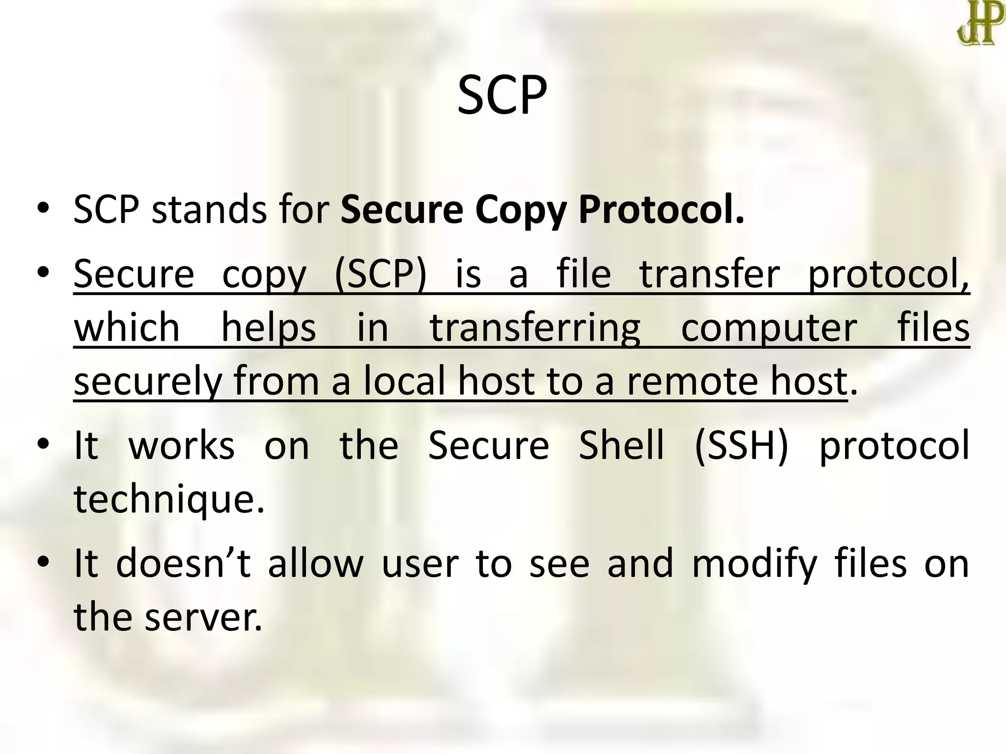 Remote Login and File Transfer Protocols | PPTX