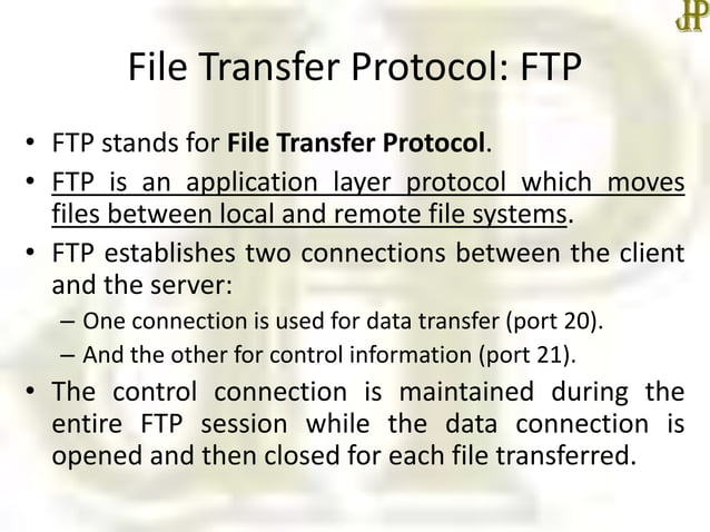 Remote Login and File Transfer Protocols | PPTX | Email | Internet