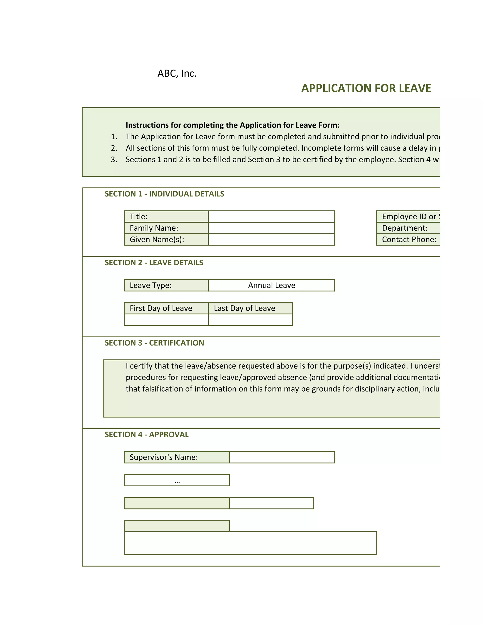 Application leave form (online) 1 | XLSX