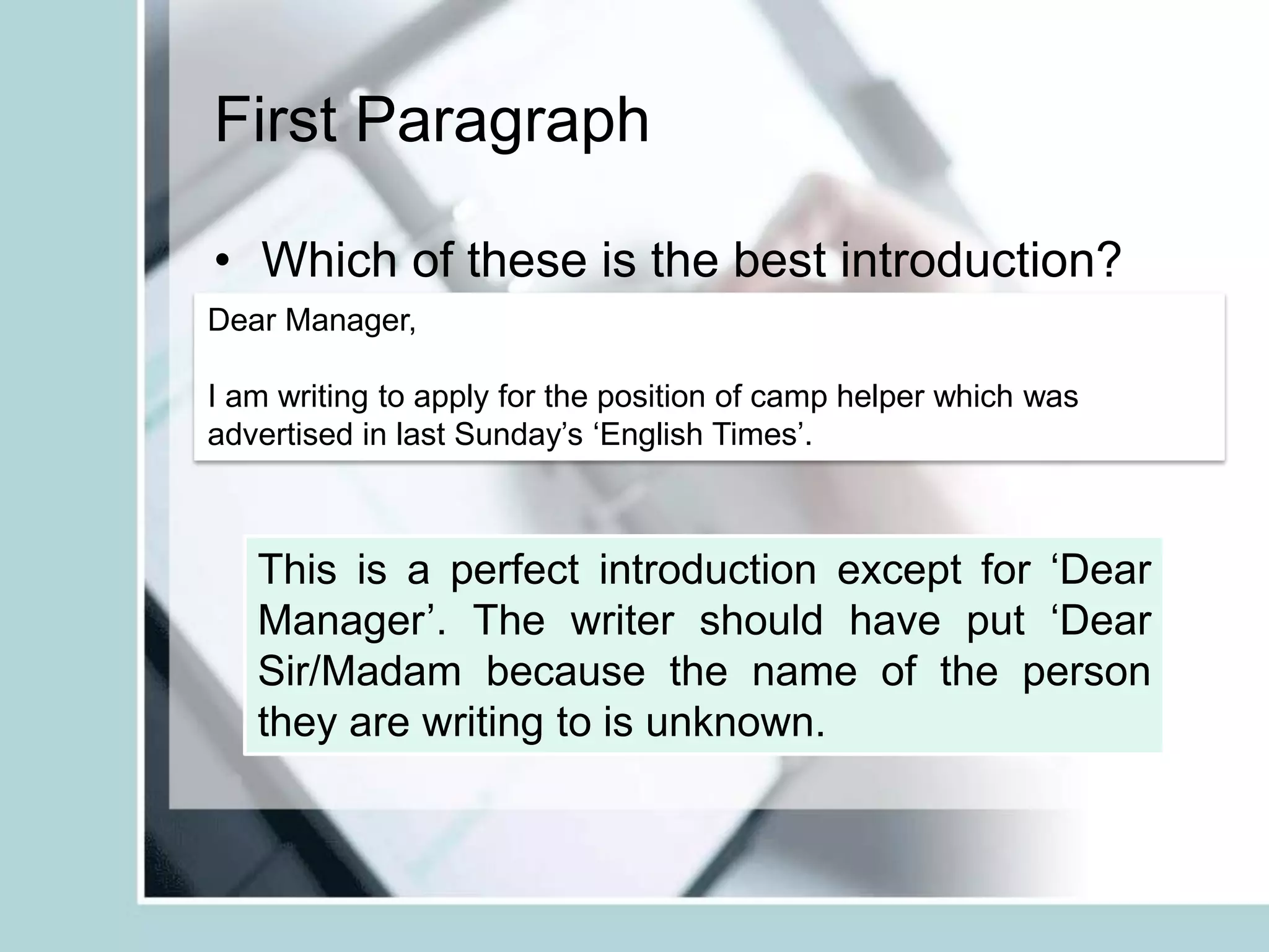 Application letter | PPT