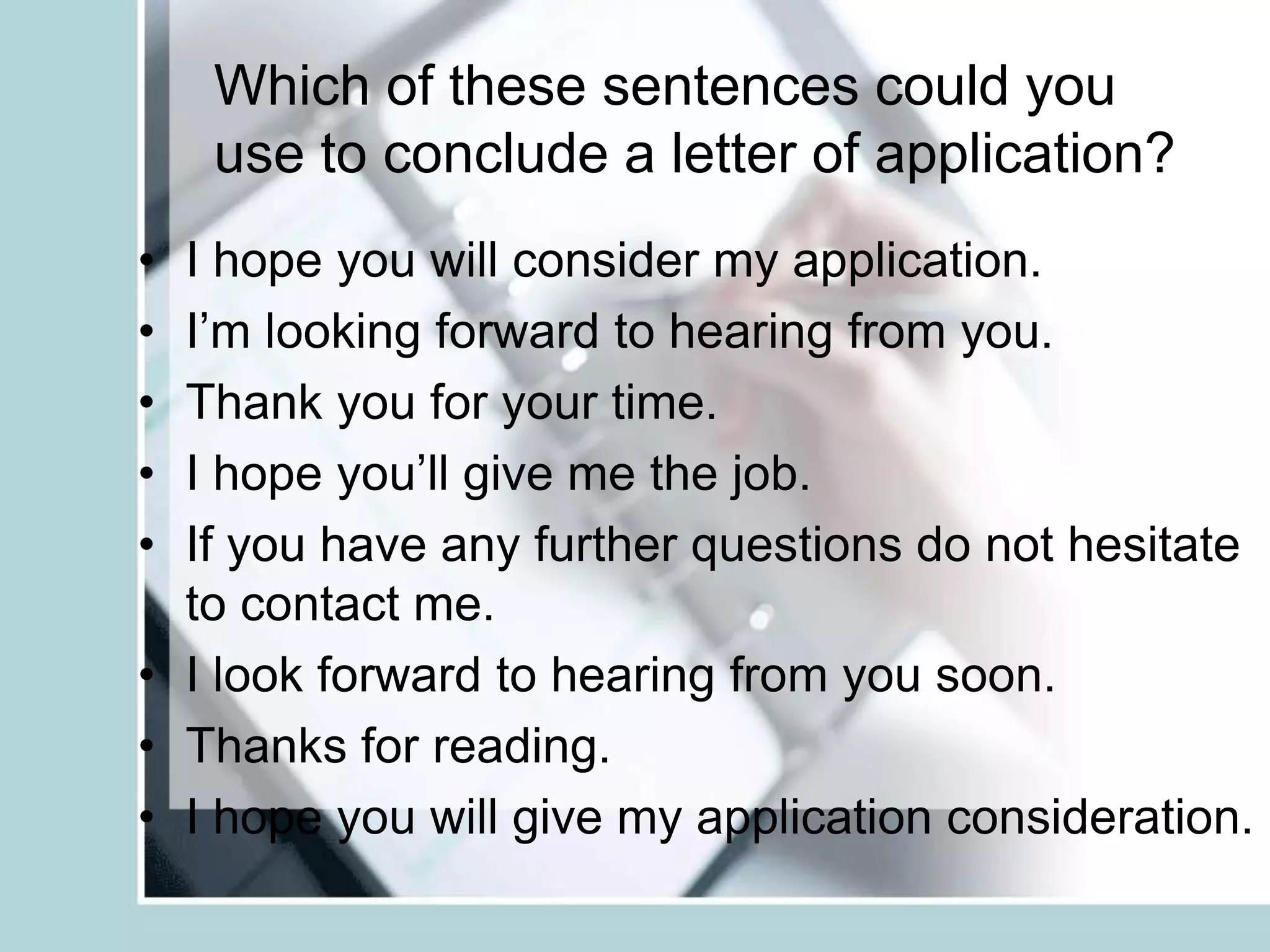 Application letter | PPT