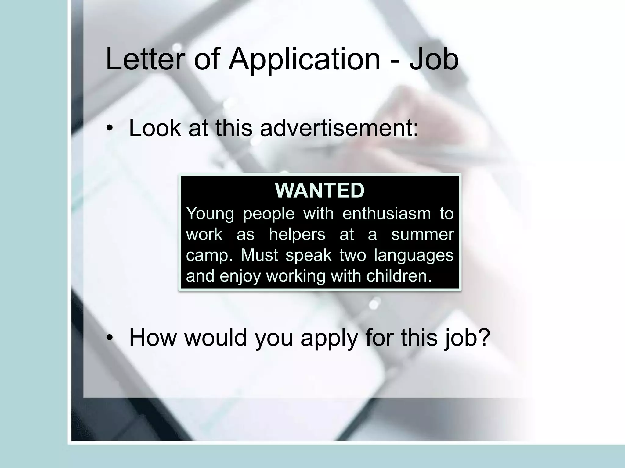 Application letter | PPT