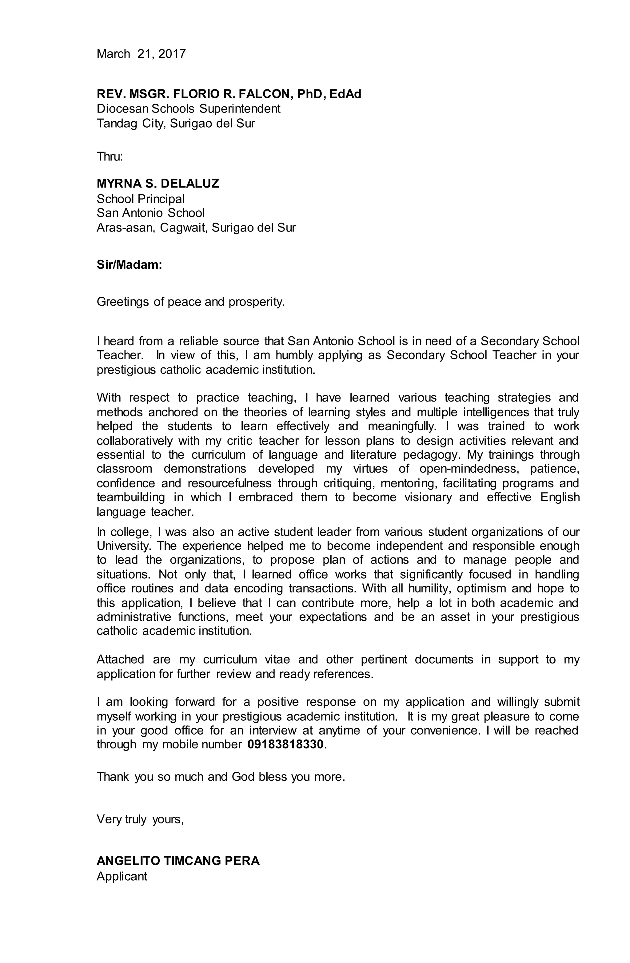 Application letter and resume' | DOCX