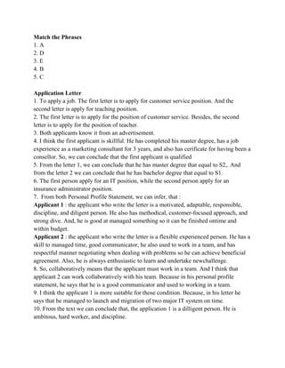 Application letter exercises | PDF