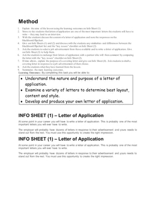 Application letter lesson plan | DOCX