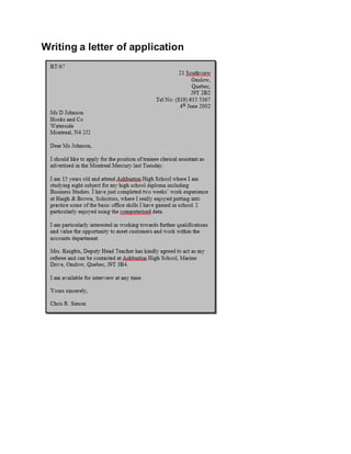 Application letter lesson plan | DOCX