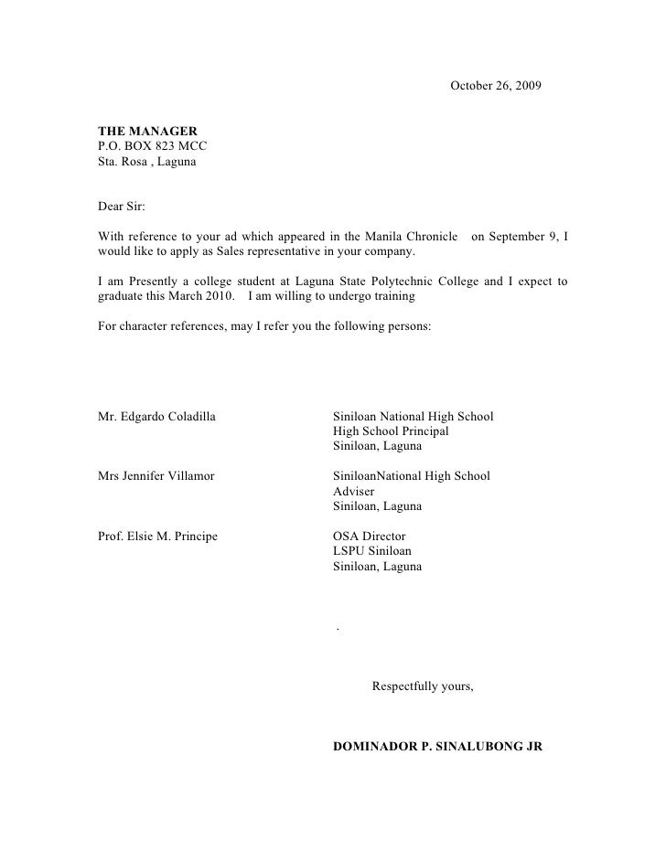 Application Letter Semi Block Style Application Letter Semi Block Style