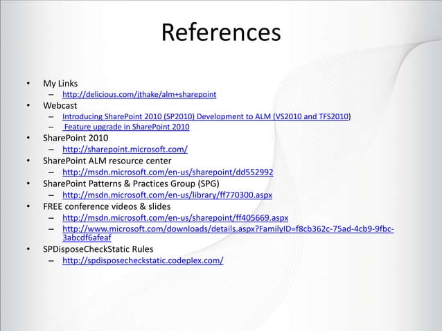 Application lifecycle management in SharePoint | PPT
