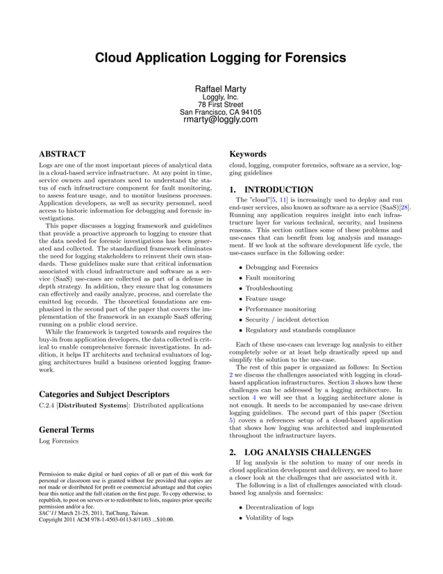 Application Logging for Forensics | PDF
