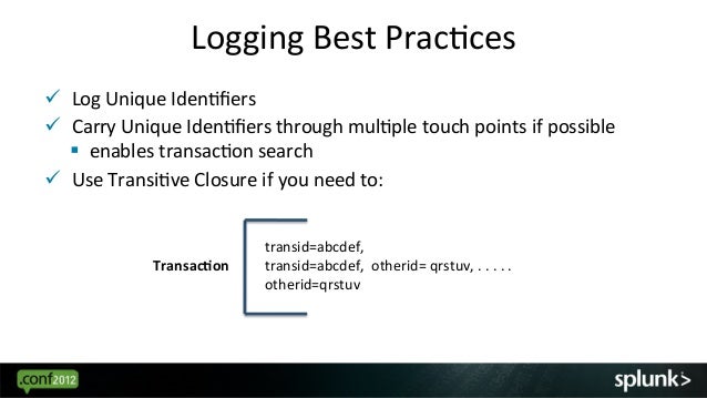 Splunk Application Logging Best Practices