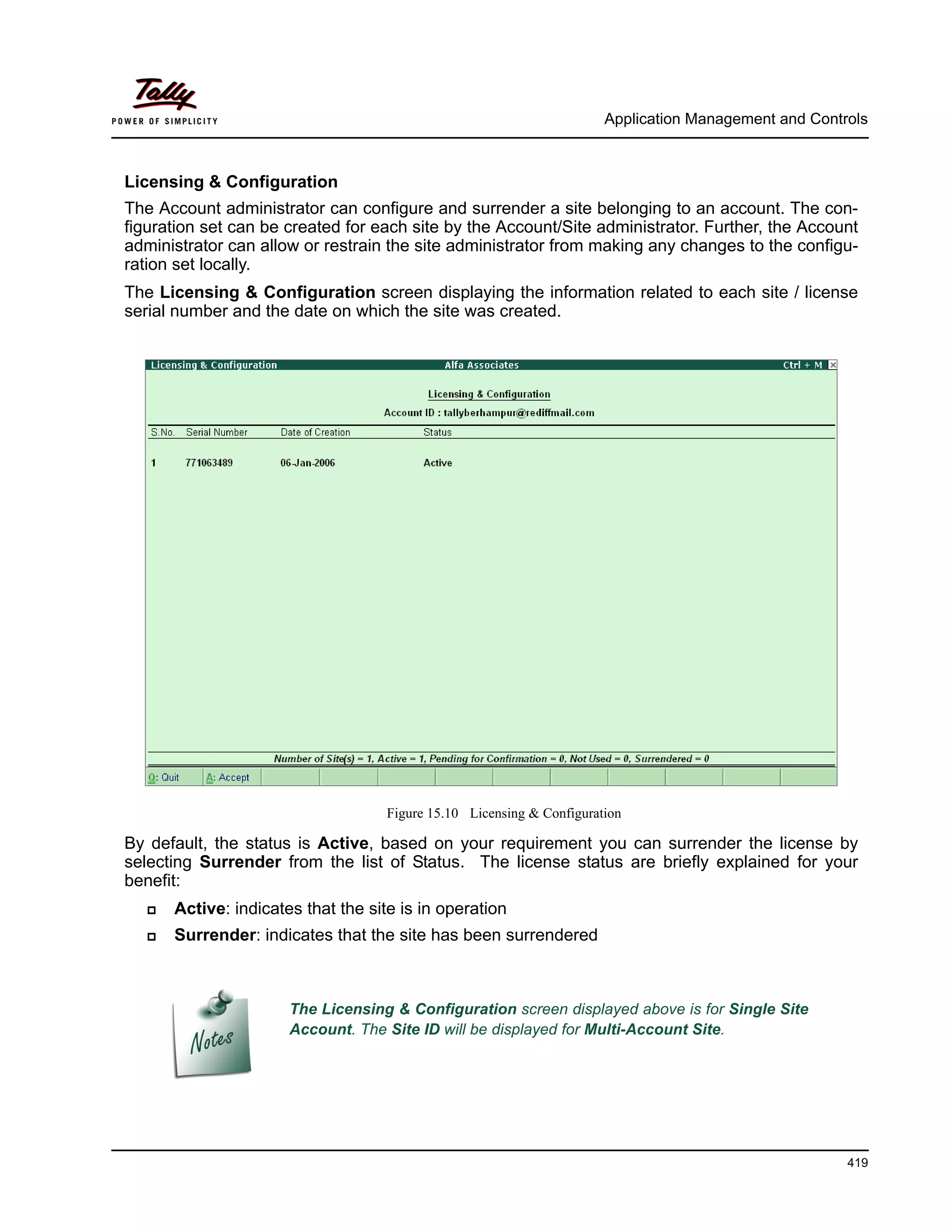 Application management and controls in tally | PDF
