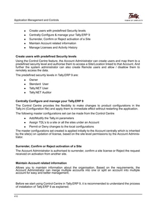 Application management and controls in tally | PDF