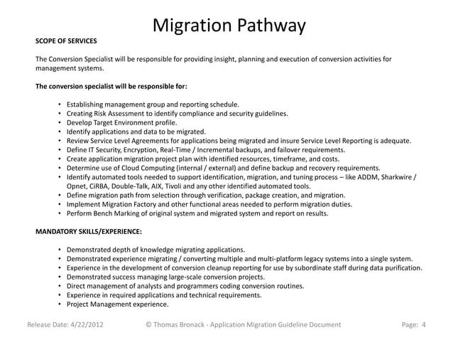 Application migration guideline document | PPT