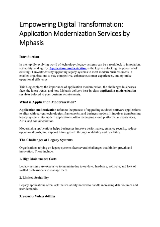 Empowering Digital Transformation: Application Modernization Services ...