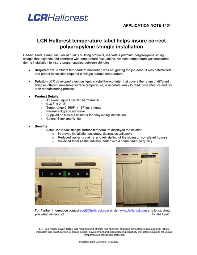 Color Change Temperature (Thermochromic) Indicator Applications | PDF