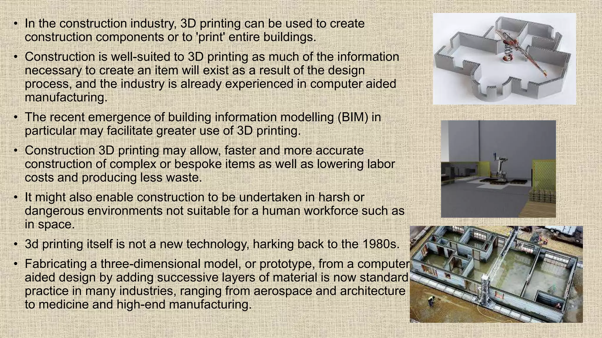 Application of 3 d printing in construction management (1) (1) | PPTX | 3-D Graphics | Computer ...