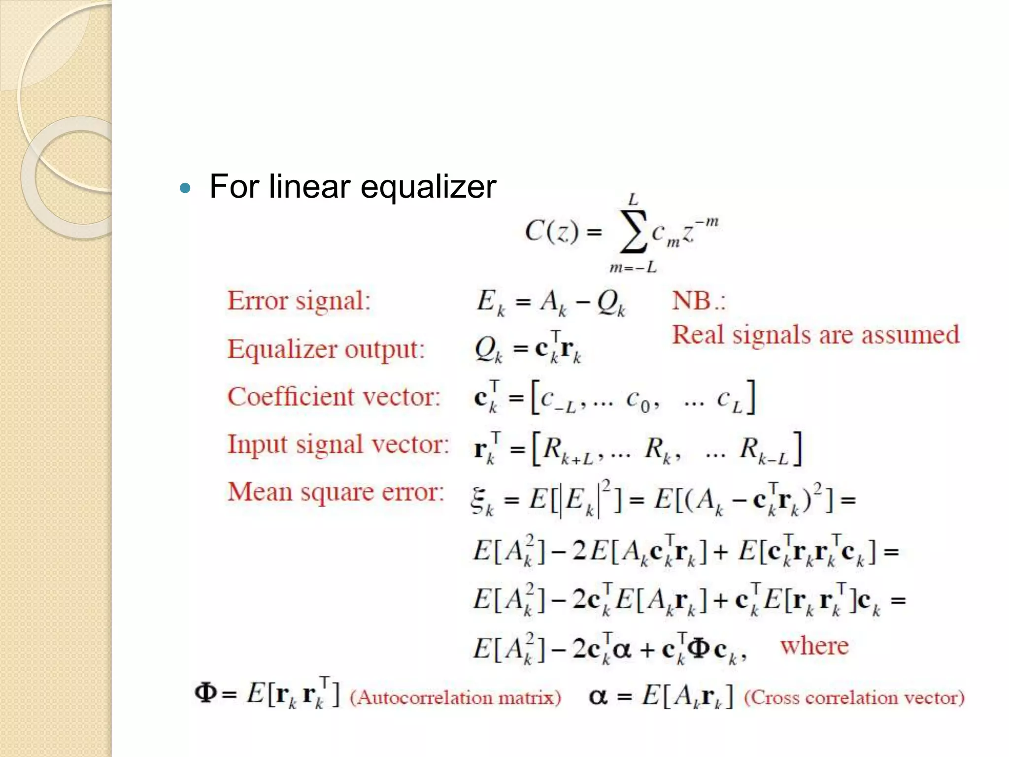 Application of adaptive linear equalizer | PPT