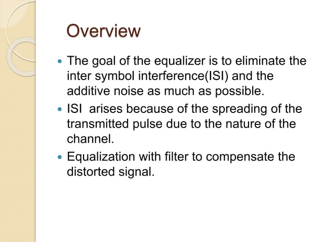 Application of adaptive linear equalizer | PPT