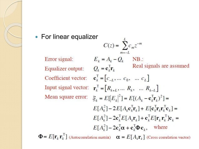 Application of adaptive linear equalizer | PPT
