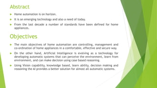 Application of ai in home automation | PPTX