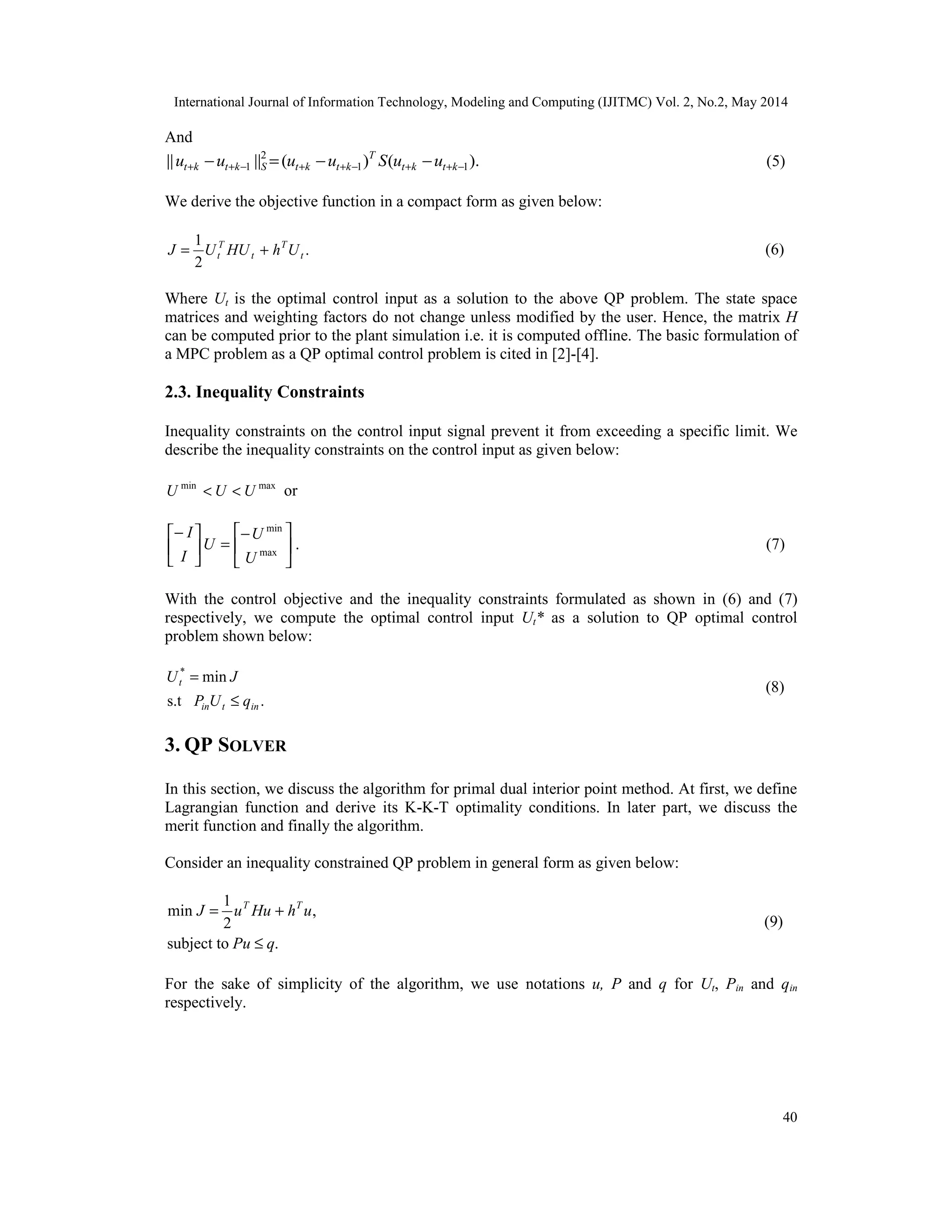 Application of a merit function based interior point method to linear model predictive control | PDF