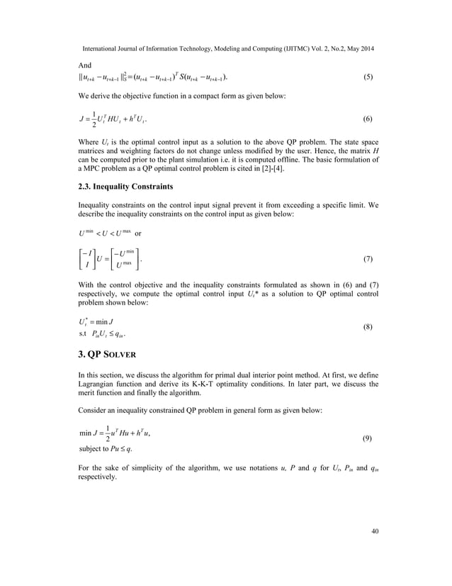 Application Of A Merit Function Based Interior Point Method To Linear Model Predictive Control Pdf